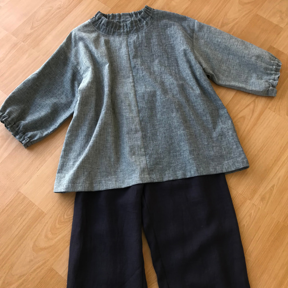 ふんわり 綿麻ダンガリー ゆったり ブラウス ブラウス 手づくりの店メロディ 通販 19433934｜Creema(クリーマ)