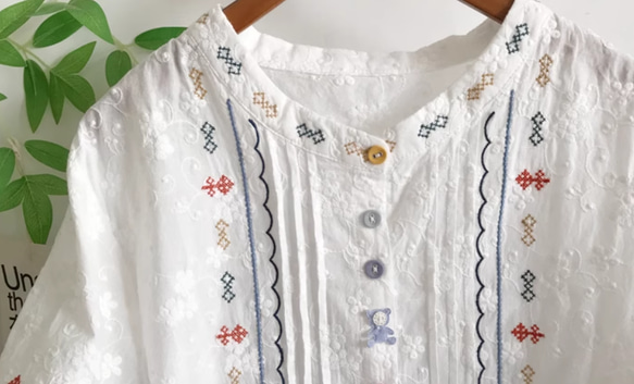 【受注製作】綿100%.カラフル小花レース刺繍トップス レディース シャツ July 通販 19434083｜Creema(クリーマ)