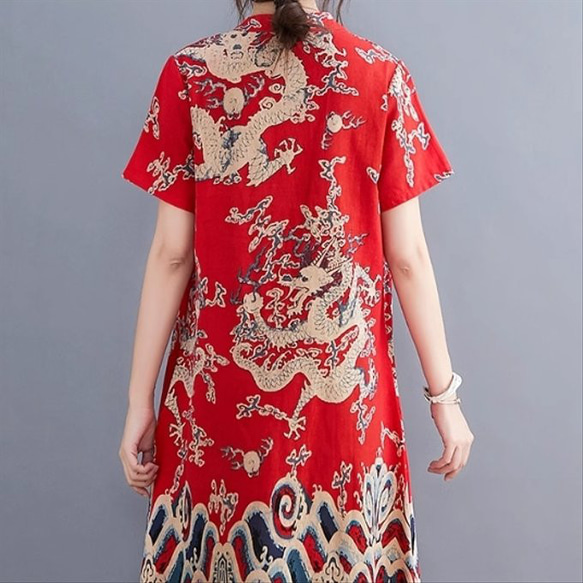 夏の新作 綿麻 ワンピース チャイナドレス ワンピース friedahagua0w 通販 19434099｜Creema(クリーマ)