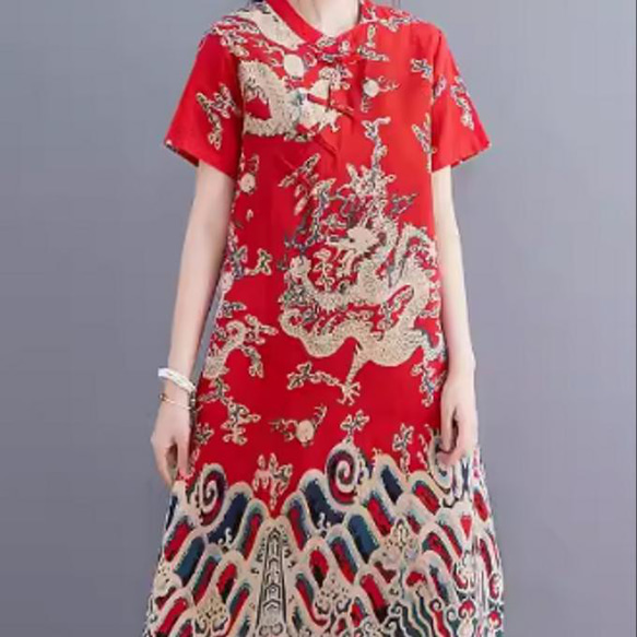 夏の新作 綿麻 ワンピース チャイナドレス ワンピース friedahagua0w 通販 19434099｜Creema(クリーマ)