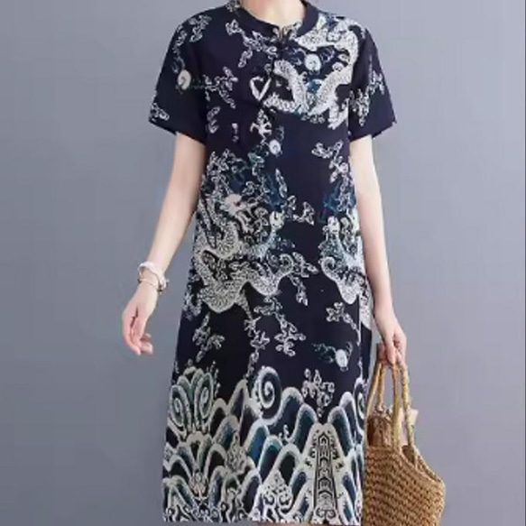 夏の新作 綿麻 ワンピース チャイナドレス ワンピース friedahagua0w 通販 19434099｜Creema(クリーマ)