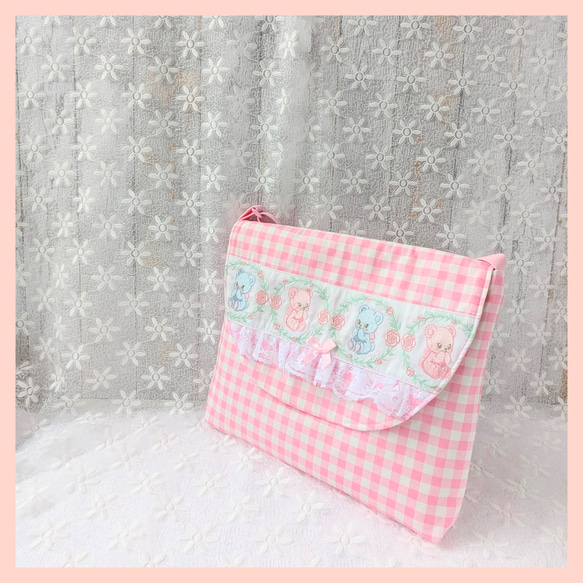 図書袋 絵本バッグ 通園バッグ ショルダー インド刺繍リボン くまちゃん レッスンバッグ hidamari♡Kid's Smile 通販 ...