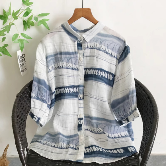 【受注製作】ラミー100%.プリントのシャツ女 シャツ July 通販 19434124｜Creema(クリーマ)