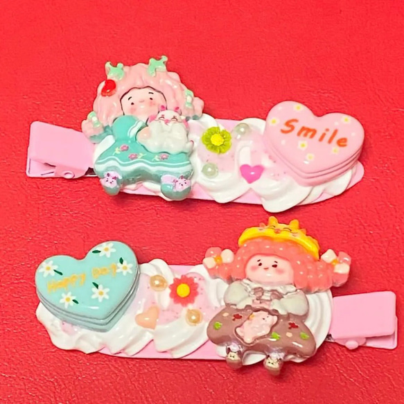 可愛い女の子♡ヘアピン ヘアアクセサリー ホイップデコ ヘアピン こま＊ 通販 19434323｜Creema(クリーマ)