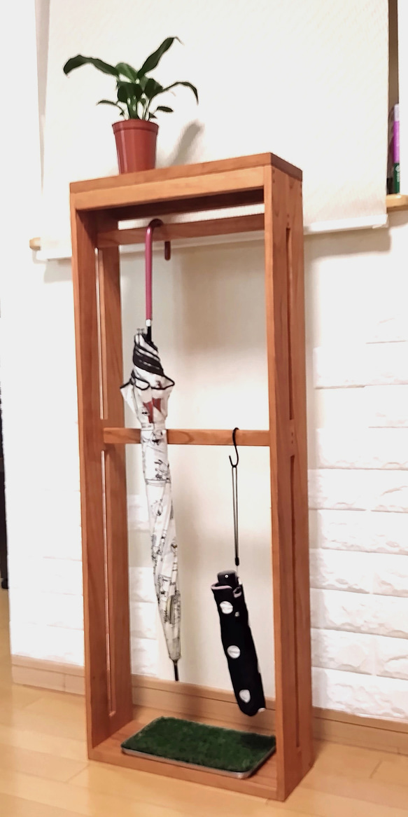 木製、チェリー材、ハンガーラック、傘立て、シェルフ ハンガーラック 家具屋工房shu 通販 19434377｜Creema(クリーマ)