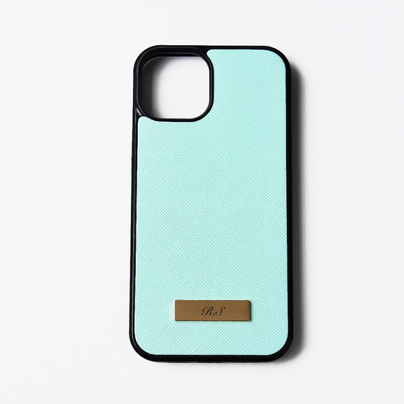 「モニター価格」サフィアーノレザー 名入れ スマホケース 本革 プレート グリップタッチ iPhoneケース iPhoneケース・カバー ...