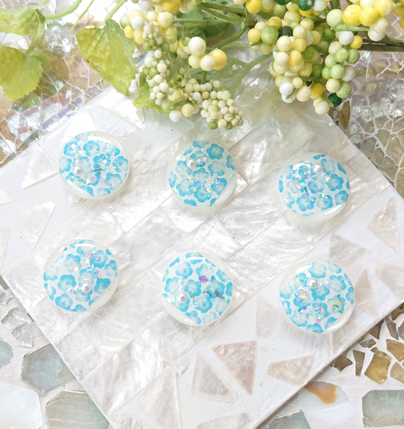 ネモフィラのボタン☆6個 y41 花/フラワー/ボタン/ネモフィラ ボタン こうちゃんぱんだ 通販 19447587｜Creema(クリーマ)