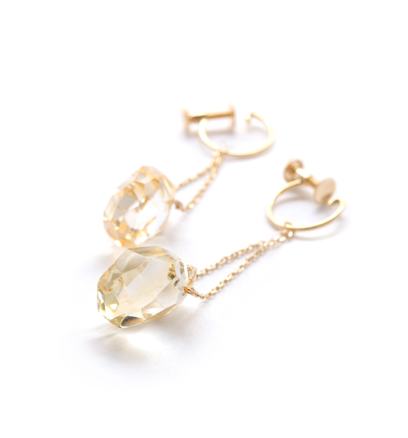 11月誕生石 K10 黄金の光 大粒シトリン(タンブルカット) イヤリング~ESPOIR~ イヤリング・ノンホールピアス RASPIA ...