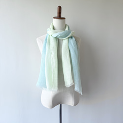 時季に寄り添うリネン＊青竹色×若草色＊ショール ストール fukura sparrow 通販 19475245｜Creema(クリーマ)