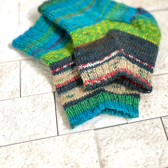 Kakatoくつした(25.0〜28.0cm)[ターコイズブルー]靴下 ルームソックス かかと サンダル 靴下 enchan 通販 19488803｜Creema(クリーマ)