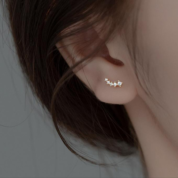 高品質 人工ダイヤ シルバー 925 k14コーティング ピアス ピアス（その他） anen 通販 19495532｜Creema(クリーマ)