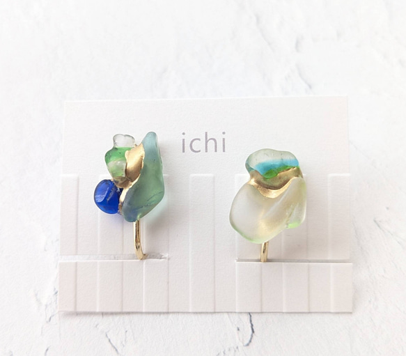 レアカラー シーグラスの金継ぎイヤリング イヤリング・ノンホールピアス ichi 通販 19500773｜Creema(クリーマ)