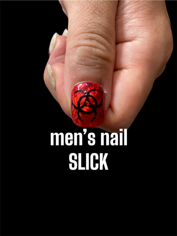 【SLICK】BIOHAZARD RED（バイオハザード・レッド）／ワンチップネイル ネイルチップ（つけ爪） SLICK men's nail ...