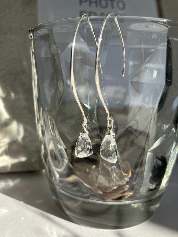 【Crystal × Silver925 ブーメランピアス】天然石 クリア 透明 シルバー デザイン フック クリスマス ピアス（フック ...