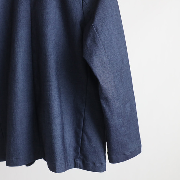 ⁑ラスト1 斜横ぐーんと伸びる伸縮ストレッチ生地 ノーカラージャケット 羽織 ネイビーデニム F36B ジャケット anvai 通販 ...