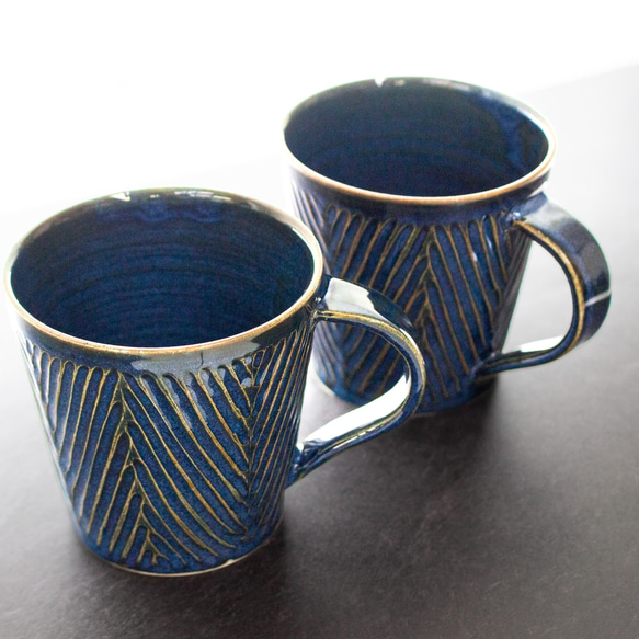 藍色のペアデザインマグカップ マグカップ アイビス工房 通販 19556981｜Creema(クリーマ)