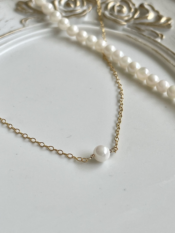 国産 あこや真珠 一粒ネックレス14kgf ベビーパール ネックレス・ペンダント marjoram 通販 19569614｜Creema(クリーマ)