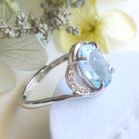 スカイブルートパーズ キラキラ 天然石 リング S925 10×8㎜ 指輪・リング bamboo shoots 通販 19641987｜Creema(クリーマ)