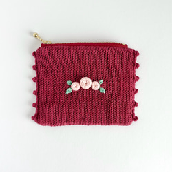クラシカルなちいさなバラ のちいさなポーチ wine ポーチ pulla あまくおいしいニットのお店 通販 19712191｜Creema(クリーマ)