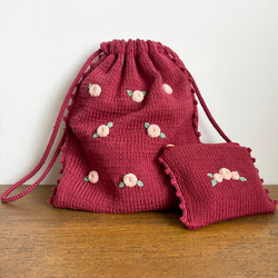 クラシカルなちいさなバラ のちいさなポーチ wine ポーチ pulla あまくおいしいニットのお店 通販 19712191｜Creema(クリーマ)