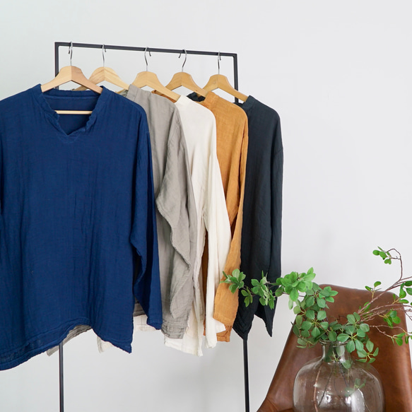 【福袋】キーネックガーゼロンT/選べる2カラー/知多木綿3重ガーゼ シャツ UZUiRO 通販 19782827｜Creema(クリーマ)