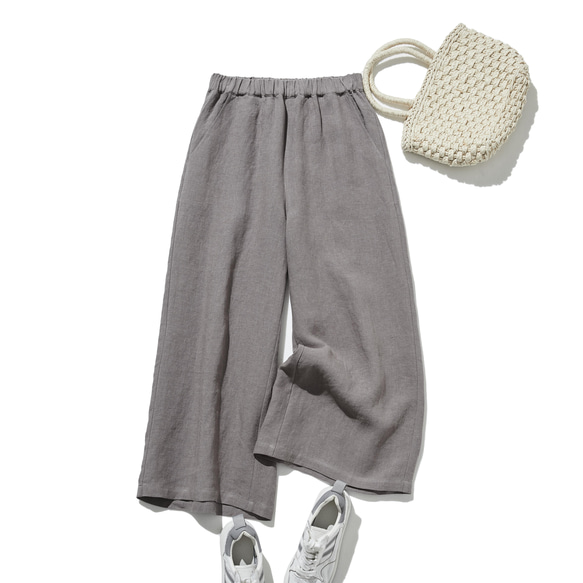【2025新色】ウエストが楽な着やせワイドパンツ リネンロングパンツ 秋冬にも グレー 200907-10 ロングパンツ fall-in&co(talent) 通販 19821330 ...