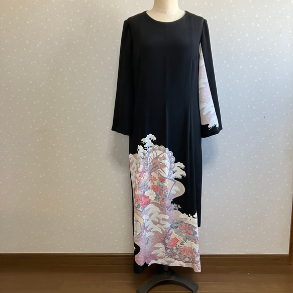 No.160ロングワンピースL〜LL13号黒留袖ドレス着物リメイク袖口フレアー ワンピース ふくふく 通販 19829909｜Creema(クリーマ)