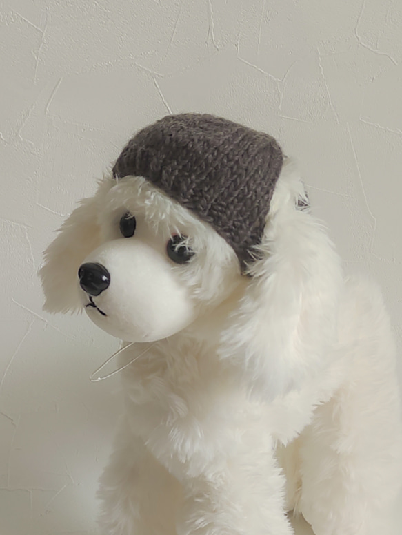 H093 グレーのニット帽子 ペット服・アクセサリー wancoknit 通販 19846050｜Creema(クリーマ)