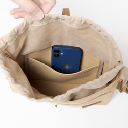 巾着帆布サコッシュ／フロントポケットがカーブver【ベージュ】 ショルダーバッグ satoka 通販 19893771｜Creema(クリーマ)