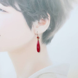 K10YG フューチャーピンクカルセドニー ロングドロップ ピアス ピアス（フック・チェーン） pole_pole_jewelry 通販 19913478｜Creema(クリーマ)