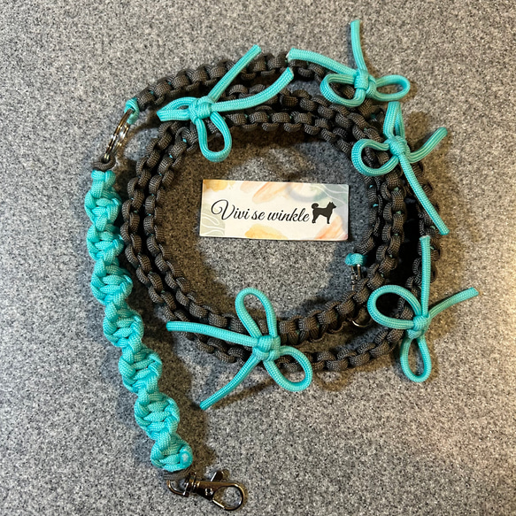 リボンスマホストラップ 叶結び スマホショルダーストラップ 手編みショルダーストラップ スカイブルー ネックストラップ vivi_se ...