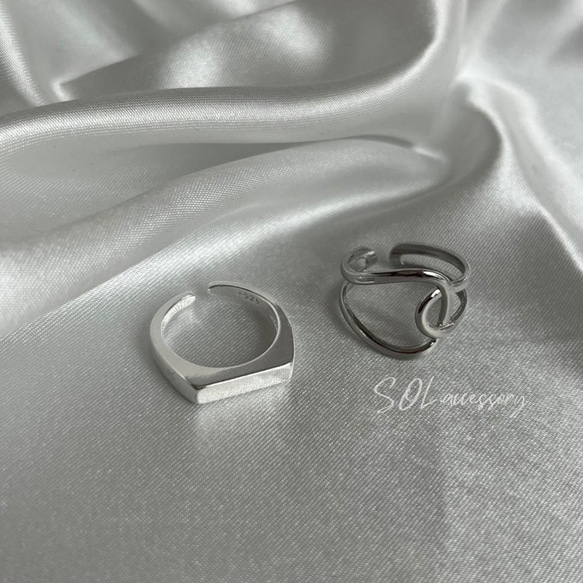silver925 【2set】 ニュアンス スクエア リングセット シルバー925 S925リング シルバーリング 指輪・リング SOL. 通販 19980330｜Creema(クリーマ)