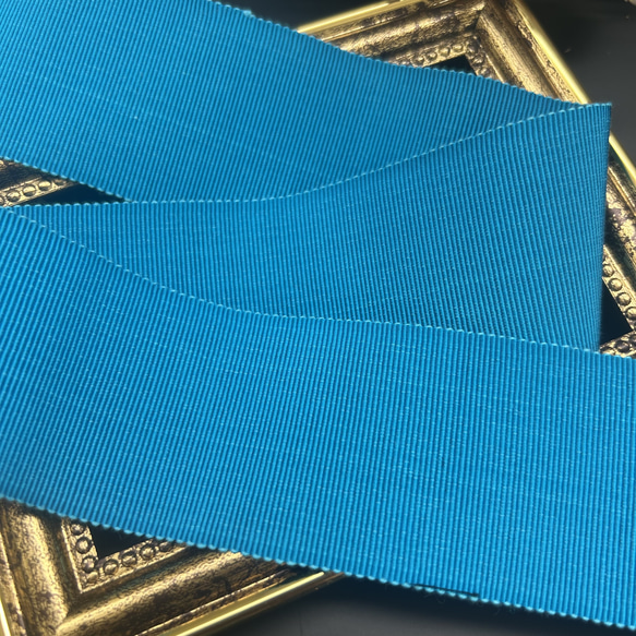 【Sa04】フランスSATAB社製グログランリボン青・50mm幅（50㎝単位） リボン・テープ Atelier Pompon 通販 20006944｜Creema(クリーマ)