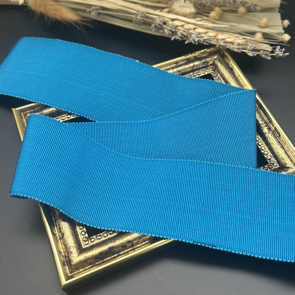 【Sa04】フランスSATAB社製グログランリボン青・50mm幅（50㎝単位） リボン・テープ Atelier Pompon 通販 20006944｜Creema(クリーマ)