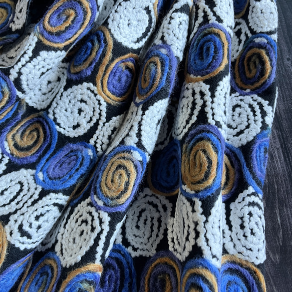 フリース カラフル毛糸刺繍生地 北欧風 青系 幅140×100cm延長可 生地 Yiori生地&ハンドメイド 通販 20037855｜Creema(クリーマ)