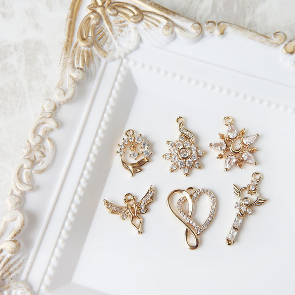 1478★高品質 ジルコニア チャーム メタルチャーム カン付き アクセサリーパーツ ハンドメイド 2個 チャーム mi 通販 ...