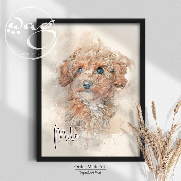 うちの子 ペット似顔絵 メモリアルアート オーダーメイド アートポスター その他アート wag art works 通販 20080461 ...