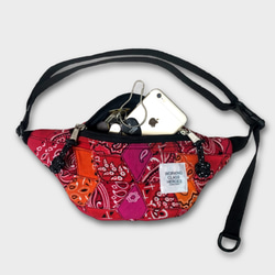 "Patchworks" Diamond Patch Bandana Fanny Pack -red mix ボディバッグ・ウエストポーチ ...