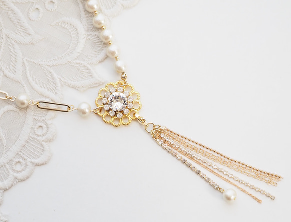 コットンパール×リングパーツ＊Decora Fringe ネックレス・ペンダント gamo 通販 20154745｜Creema(クリーマ)