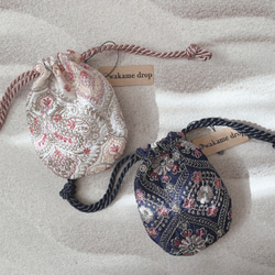 【受注制作】ラスト1点ずつ！お守り巾着＊インド刺繍生地＊天然石入れ 巾着袋 wakame 通販 20162476｜Creema(クリーマ)