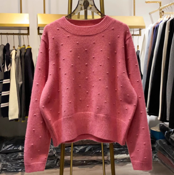 綿 ドット ニット セーター レディース 秋冬 可愛い 甘い クルーネック ブラウス Lagom 通販 20194607｜Creema(クリーマ)