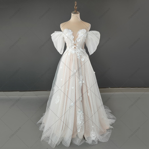 オフショルダー ウェディングドレス 二次会 発表会 結婚式ドレス F644 ドレス tomisawa 通販 20219867｜Creema(クリーマ)
