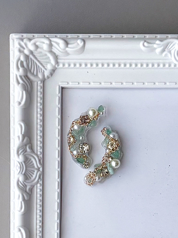 【両耳】《Aventurine》powerstone × bijou × perl × chain イヤーカフ Mari&Go 通販 ...