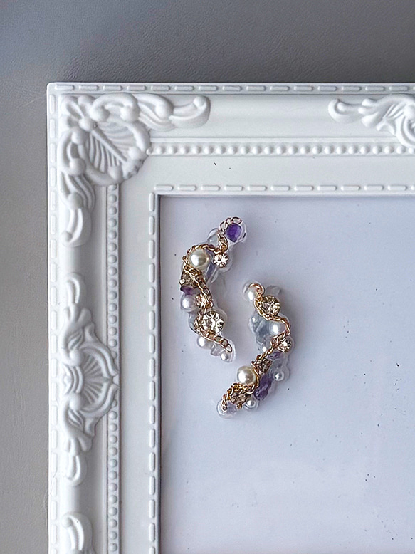 【両耳】《fluorite》powerstone × bijou × perl × chain イヤーカフ Mari&Go 通販 ...