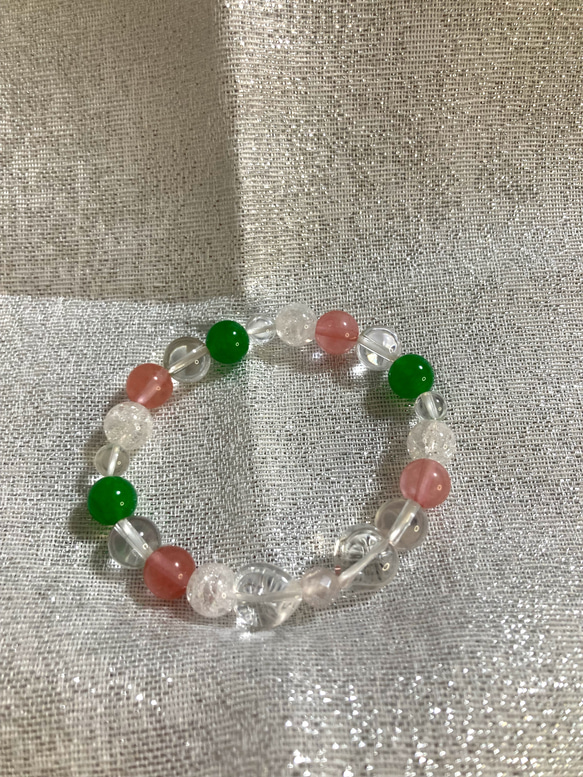 ハート水晶×グリーンジェード ブレスレット（14cm）｜天然石アクセサリー ブレスレット Wind Salon Fairy 通販 ...