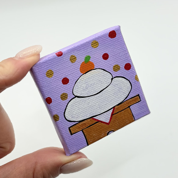【5cm】鏡餅 キャンバスアート カラフル アクリル絵の具 ※運気アップ 絵画 happimao_color 通販 20249896 ...