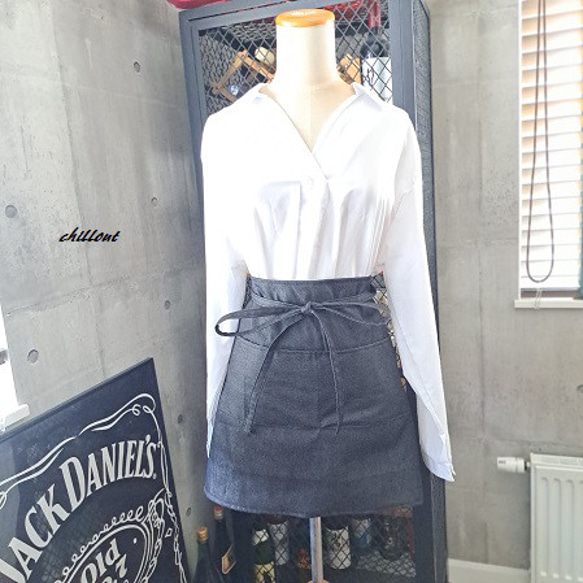 【sale】【バリスタ】エプロン：ショート：ブラックデニム：センターポケット【0909】 エプロン chill out 通販 20254963 ...