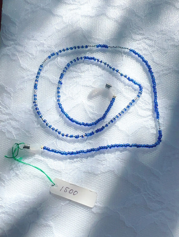 青とシルバーをモチーフにした メガネストラップ ビーズ その他アクセサリー 特定非営利活動法人 縁 みんなのわが家 通販 20258504 ...