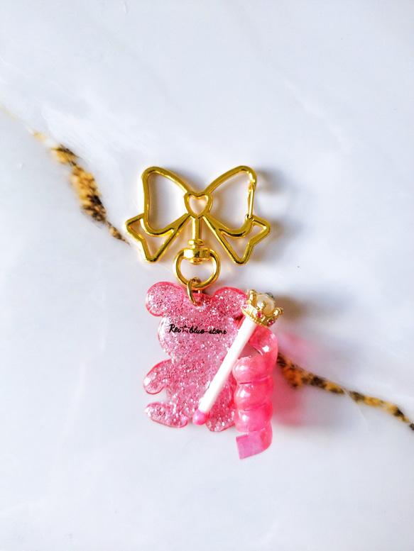 【Rei☆blue-stone-Light】オリジナルキーホルダー ♡PINK・リボンベアー♡ その他アクセサリー Rei☆blue ...
