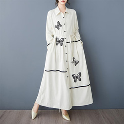 新品 大きいサイズ シャツワンピース 長袖 蝶柄 ゆったり 春秋冬 ロング大人e ワンピース ぽちゃCute・割引クーポンは 通販 ...